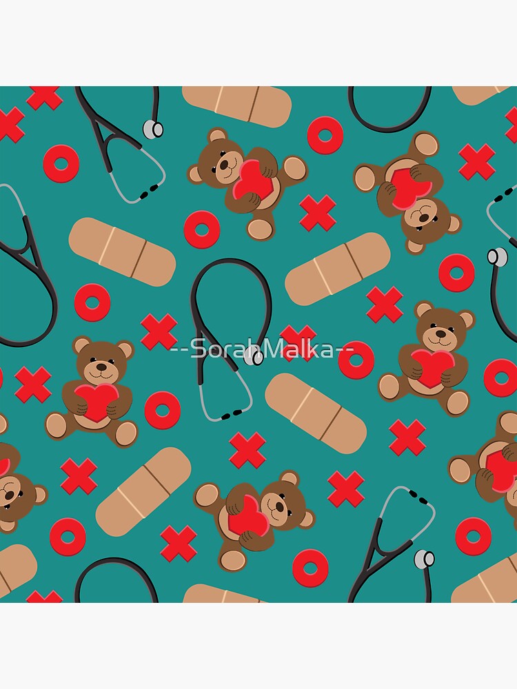"Kid friendly medicine pattern-blue background" Sticker for Sale by ...