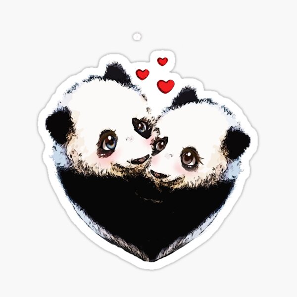 "panda and love, sweet heart" Sticker for Sale by Collagedream | Redbubble