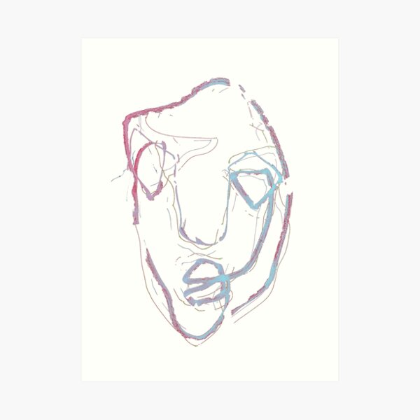 "Gestural Scribbled Face" Art Print for Sale by oa-designs | Redbubble
