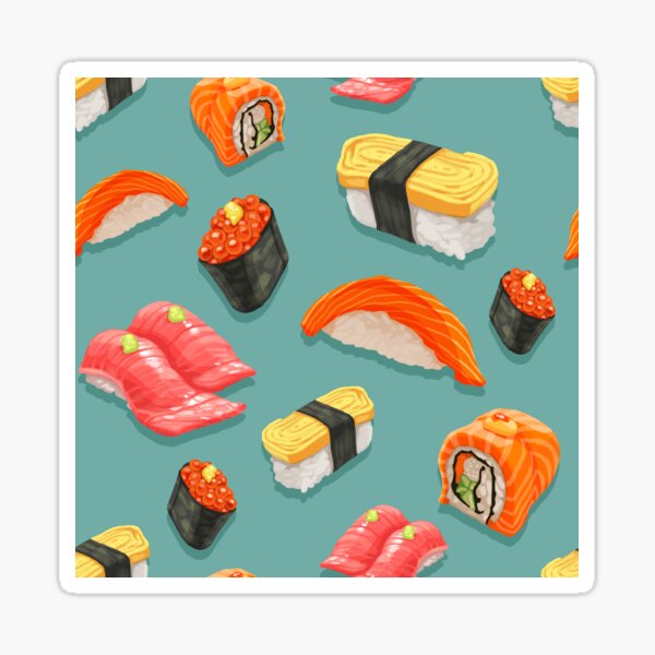 "Japanese Sushi Pattern" Sticker by NiftyTrinket | Redbubble