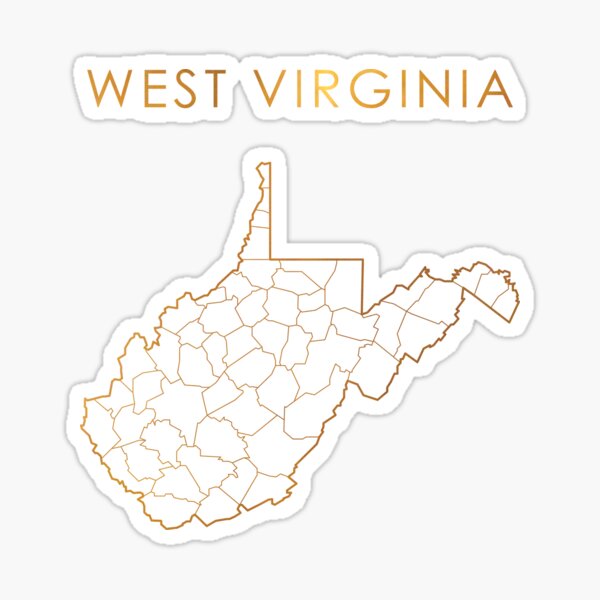 "West Virginia Gold State Counties Map" Sticker by Travel2NZ | Redbubble