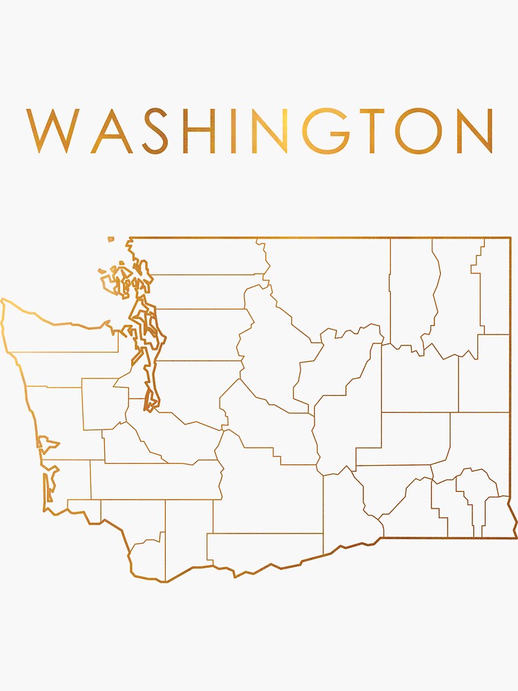 "Washington Gold State Counties Map" Sticker for Sale by Travel2NZ ...