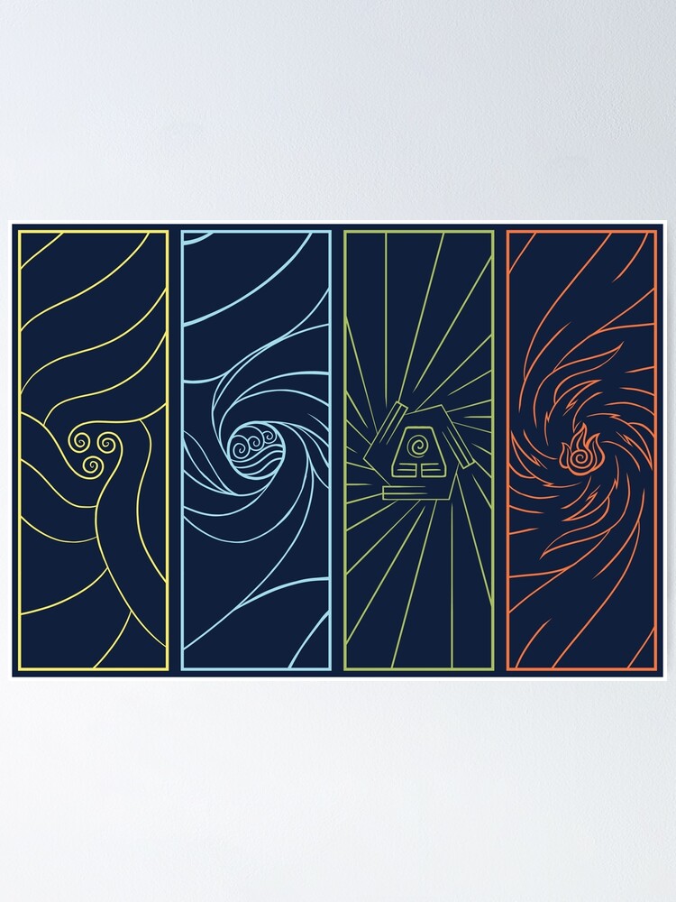 "Minimalist Elemental Bending" Poster by njonestees | Redbubble