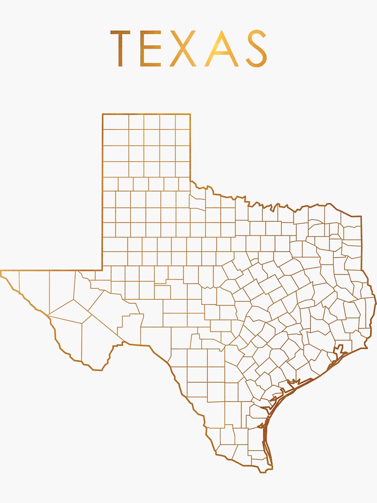 "Texas Silver State Counties Map" Sticker for Sale by Travel2NZ | Redbubble