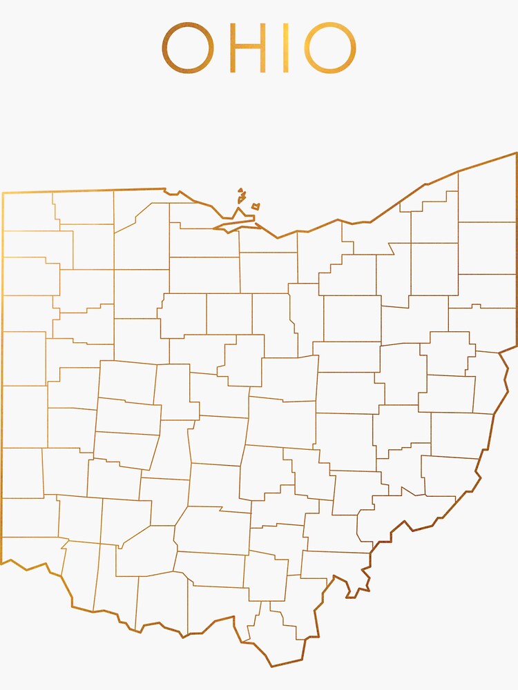"Ohio Gold State Counties Map" Sticker for Sale by Travel2NZ | Redbubble