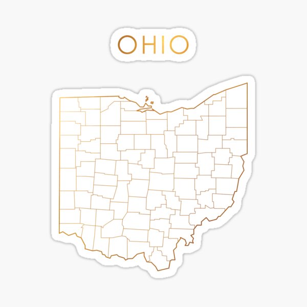 "Ohio Gold State Counties Map" Sticker for Sale by Travel2NZ | Redbubble