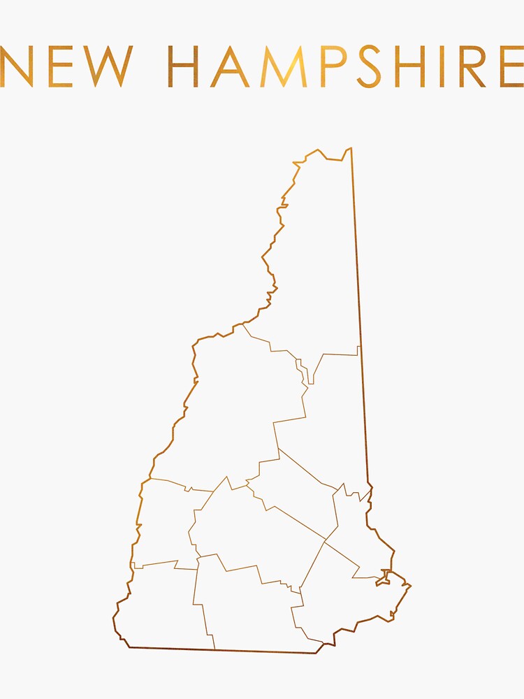 "New Hampshire Gold State Counties Map" Sticker for Sale by Travel2NZ ...