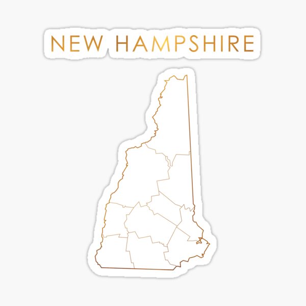 "New Hampshire Gold State Counties Map" Sticker for Sale by Travel2NZ ...