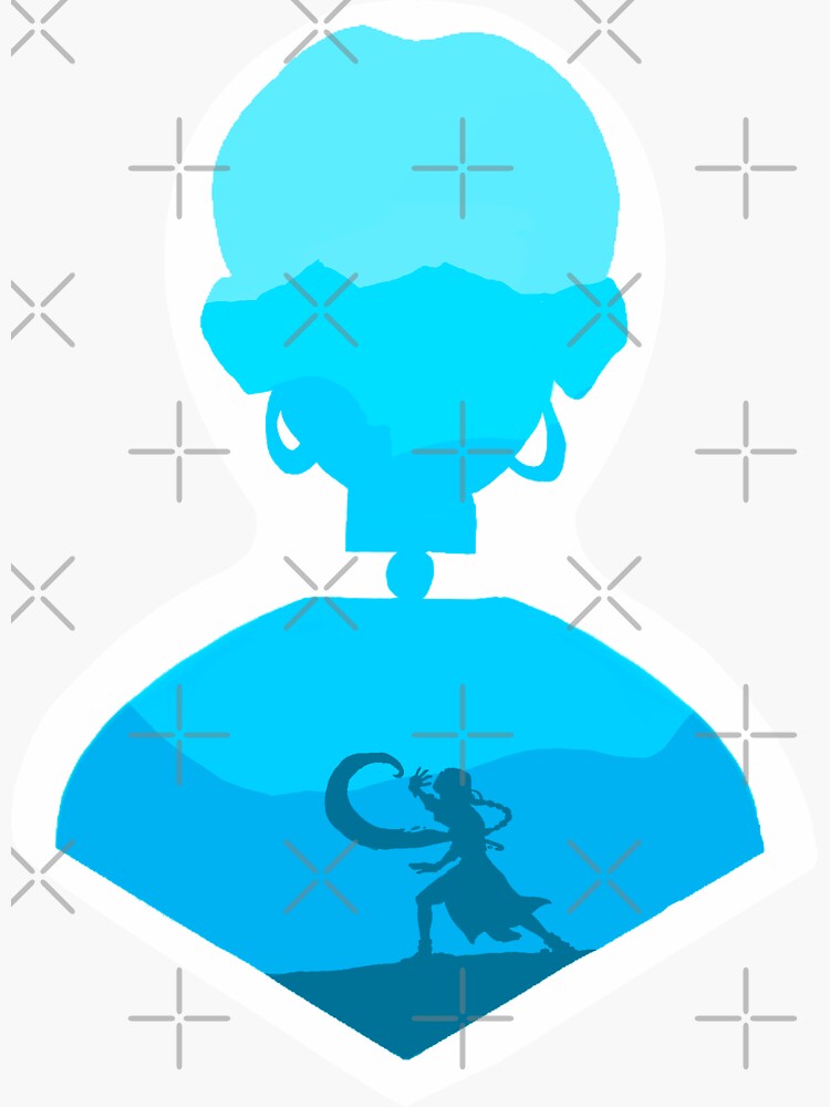 "Avatar Katara silhouette art print " Sticker by LivyParrtArt | Redbubble