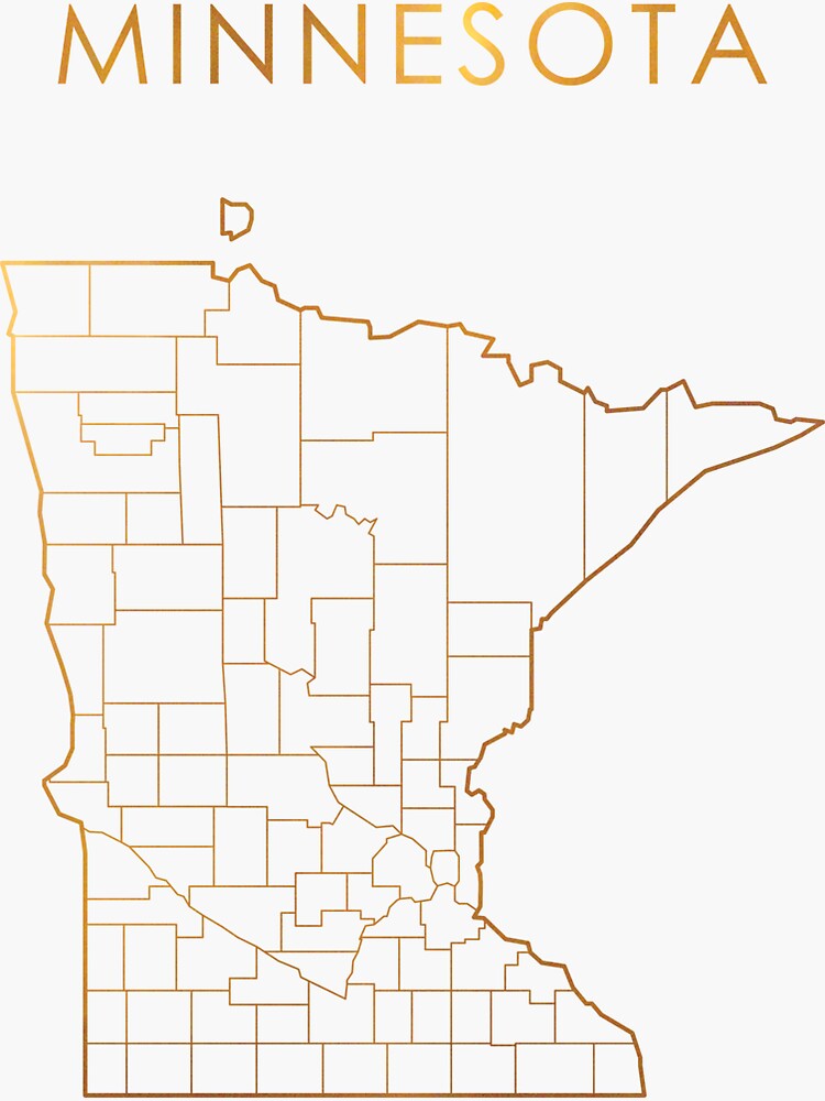"Minnesota Gold State Counties Map" Sticker for Sale by Travel2NZ ...
