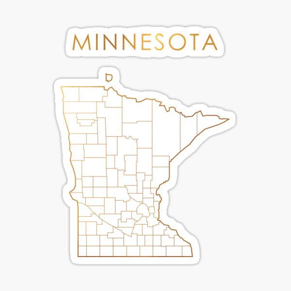 "Minnesota Gold State Counties Map" Sticker for Sale by Travel2NZ ...