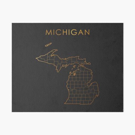 "Michigan Gold State Counties Map" Art Board Print by Travel2NZ | Redbubble
