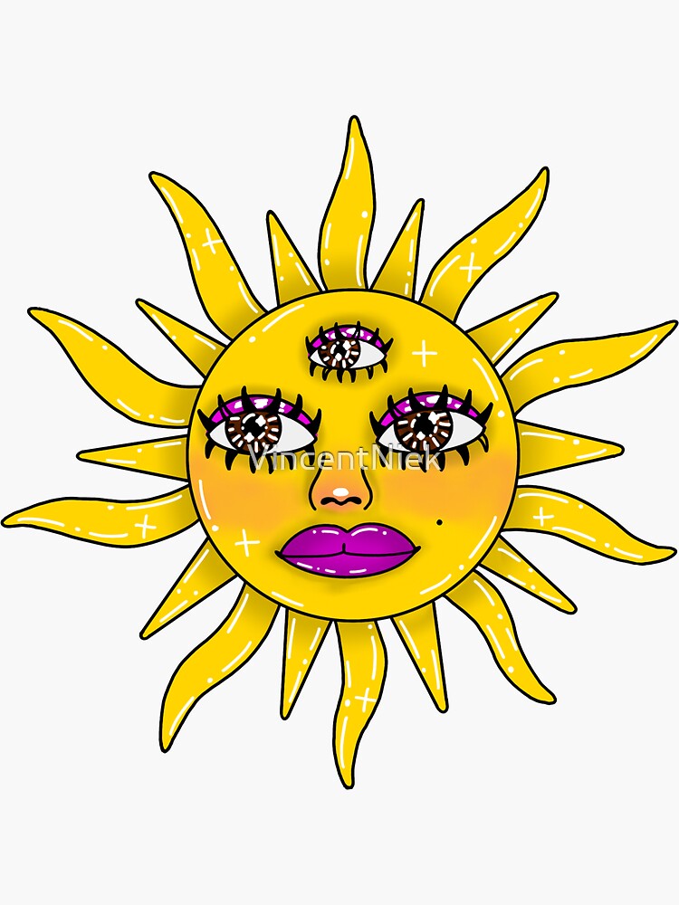 "A Trippy Sun With Eyes" Sticker by VincentNiek | Redbubble