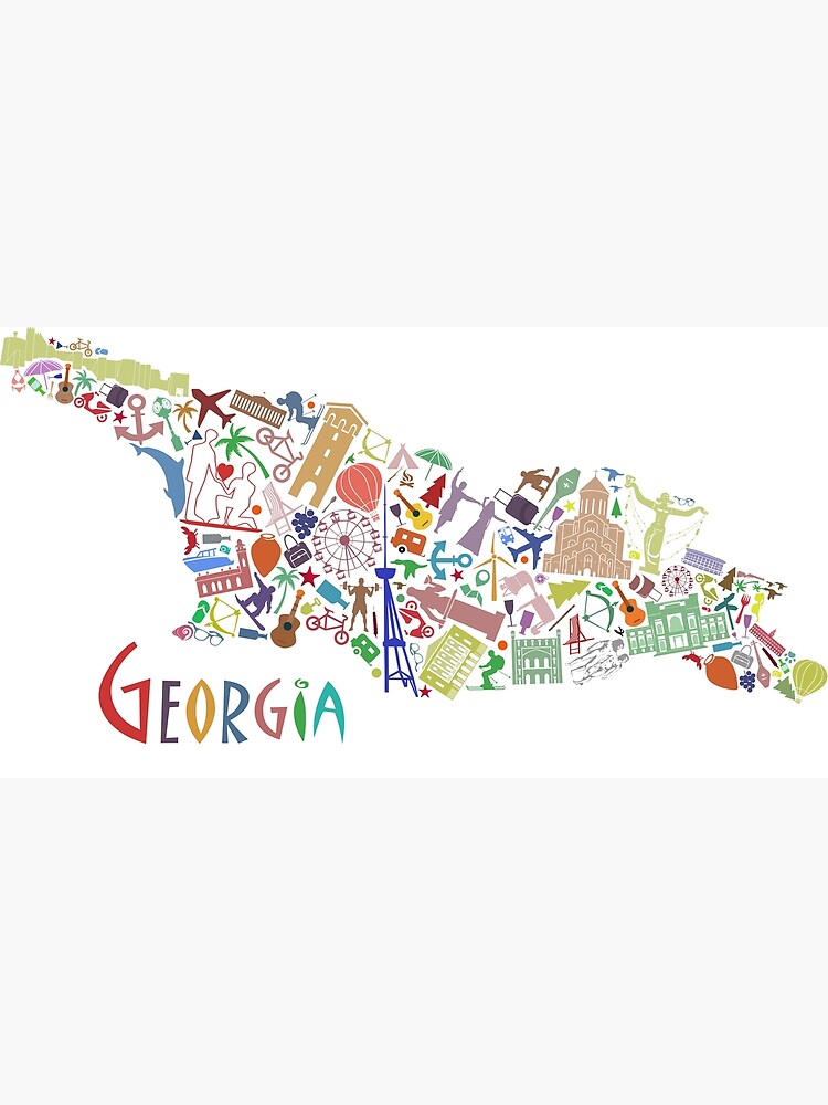 "Iconic Georgia Map Sticker" Poster by KuArt | Redbubble