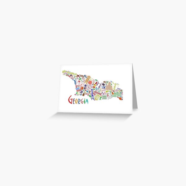 "Iconic Georgia Map Sticker" Greeting Card by KuArt | Redbubble
