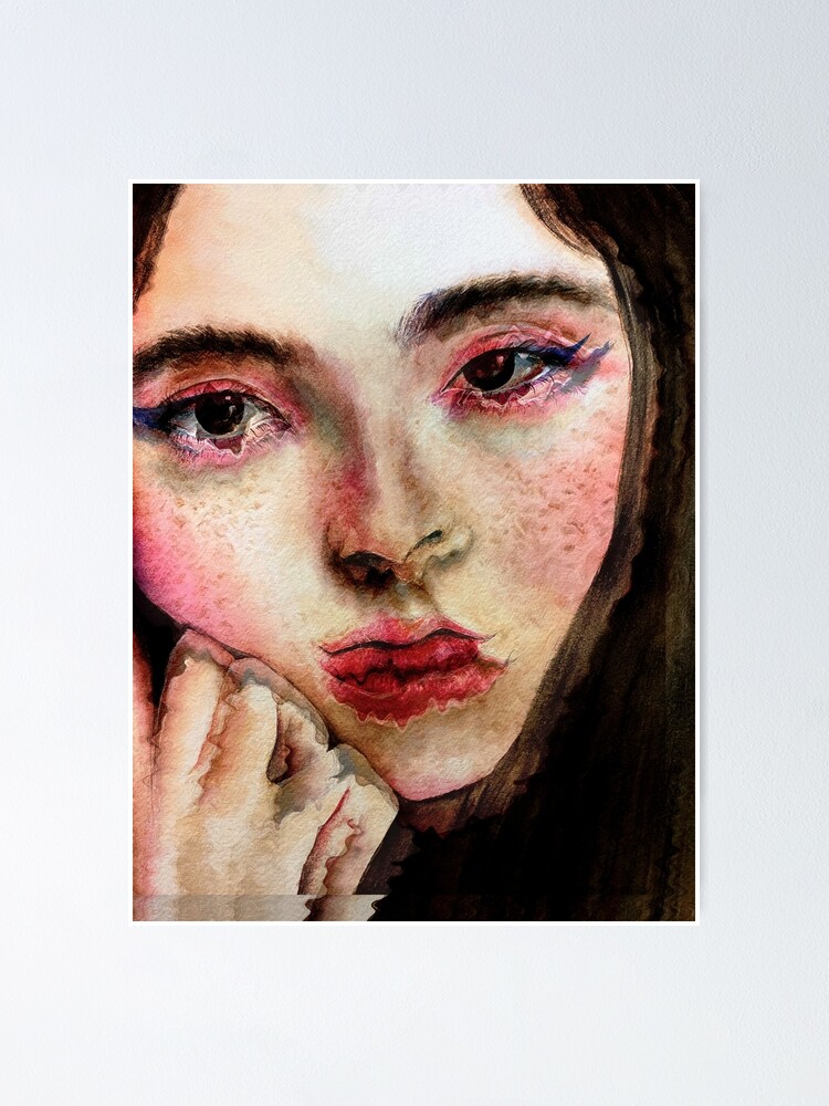 "trippy watercolor girl" Poster by hilariffic | Redbubble