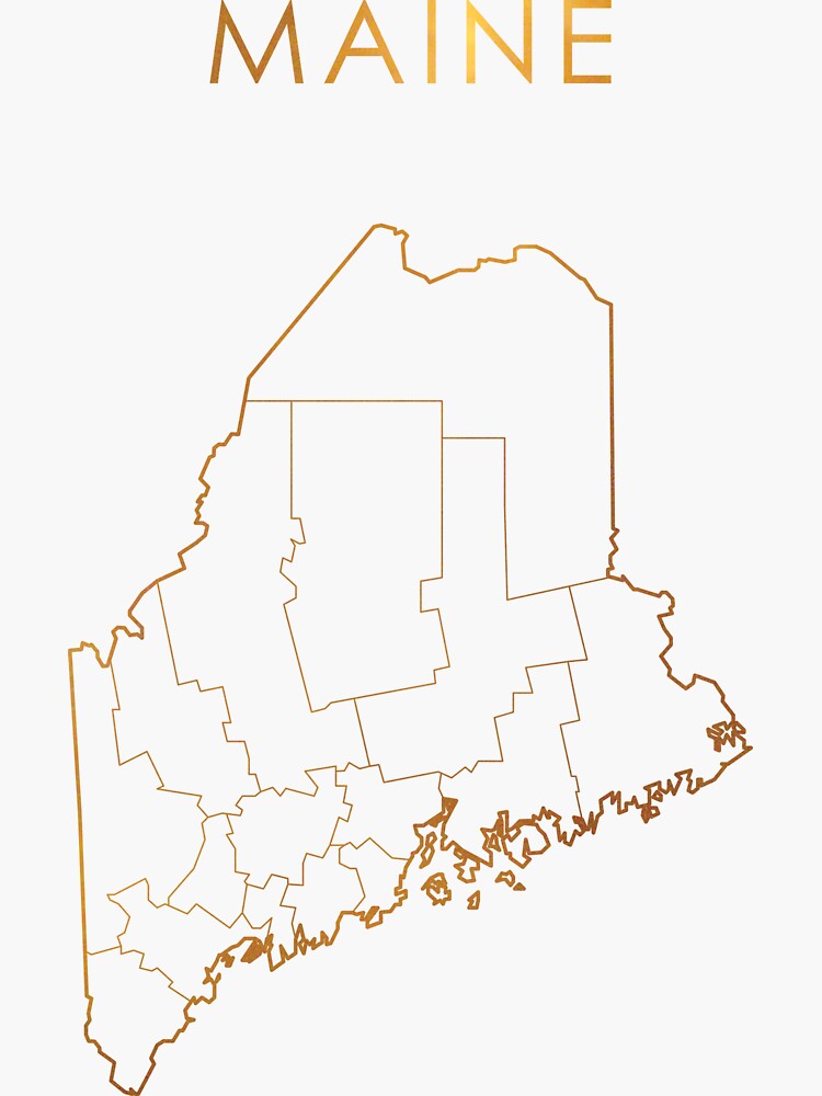 "Maine Gold State Counties Map" Sticker for Sale by Travel2NZ | Redbubble