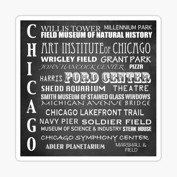 "Chicago Famous Landmarks" Sticker for Sale by plintner | Redbubble