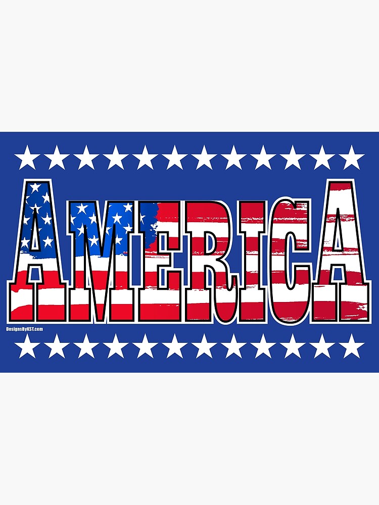 "America Letters Design Red White Blue Flag Font " Poster by Redstarr4 ...