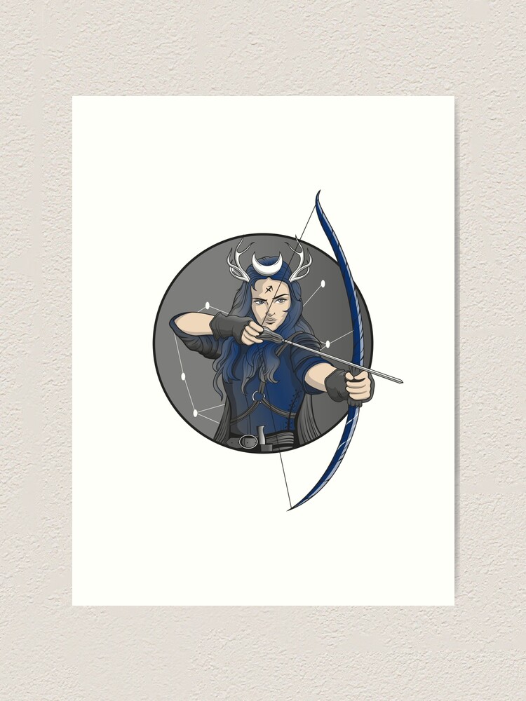"Blue and Grey Elvish Deer Holding a Bow and Arrow with a Starry ...