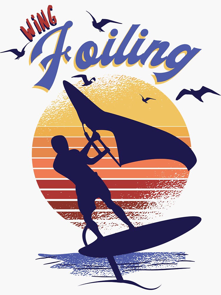 "Wing Foiling Surfing Surfer Gift" Sticker by Grimbart | Redbubble
