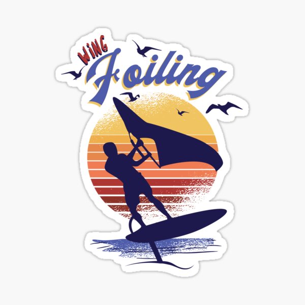 "Wing Foiling Surfing Surfer Gift" Sticker by Grimbart | Redbubble