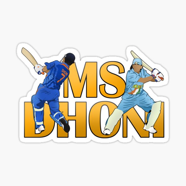"MS Dhoni with name" Sticker for Sale by HitFor6 | Redbubble