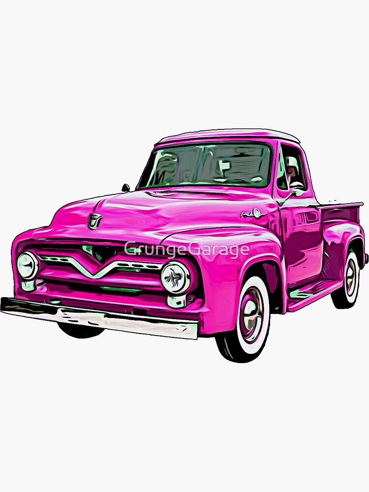 "Pink Pickup Truck Design" Sticker for Sale by GrungeGarage | Redbubble