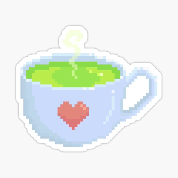 "Pixel art matcha heart tea cup" Sticker for Sale by Satinaki | Redbubble