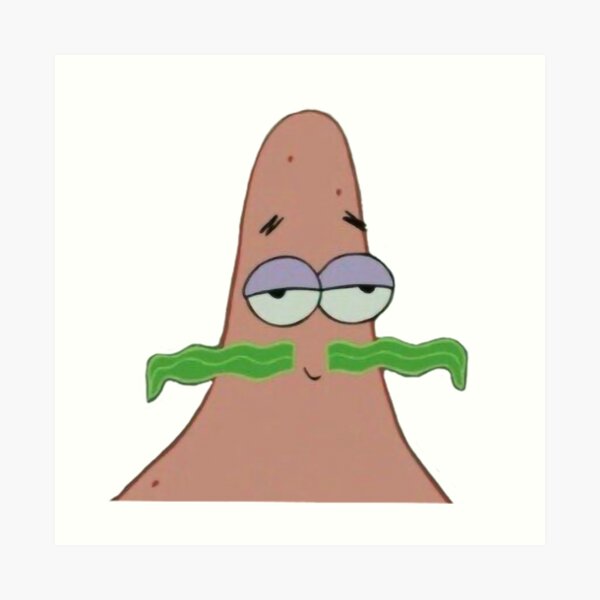 "Patrick Star Seaweed Mustache" Art Print by danimora | Redbubble