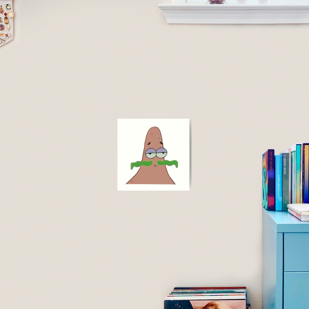 "Patrick Star Seaweed Mustache" Art Print by danimora | Redbubble