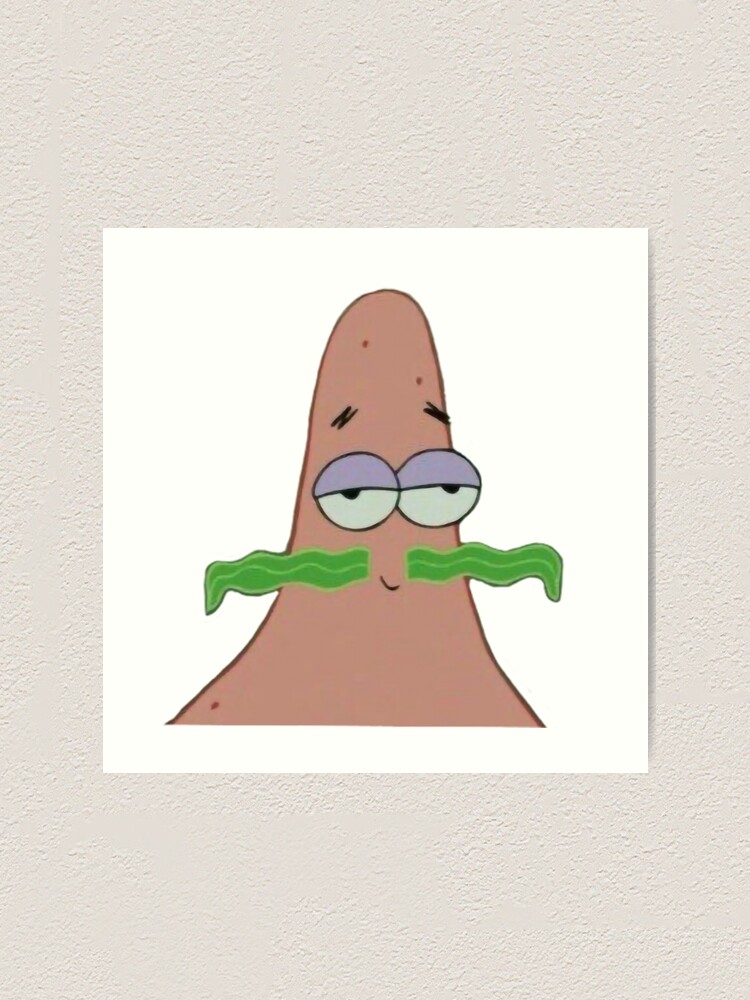 "Patrick Star Seaweed Mustache" Art Print by danimora | Redbubble
