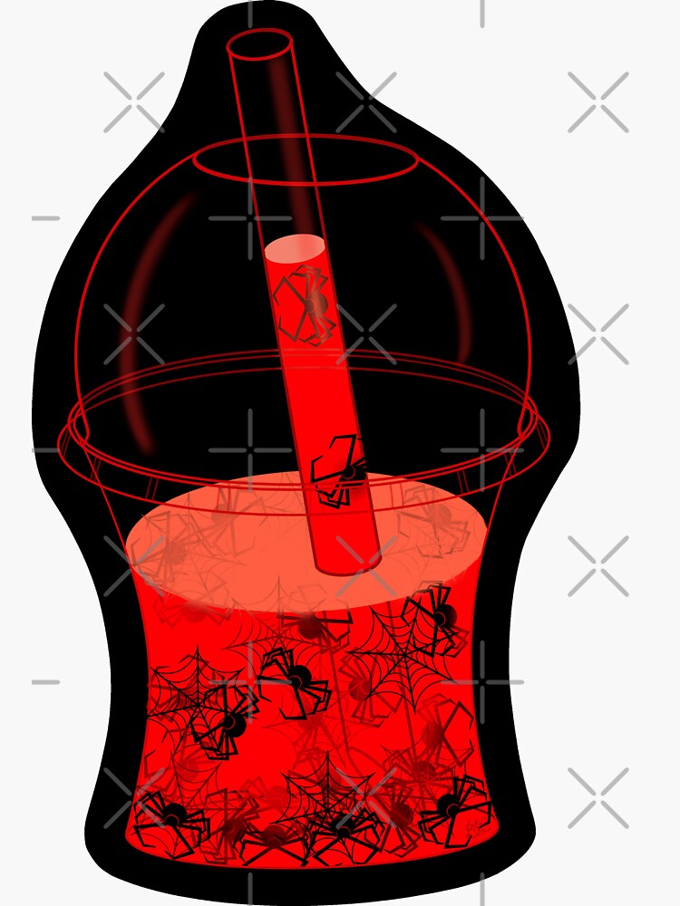 "Neon Cherry Spider Boba " Sticker by RISEHIGHER | Redbubble