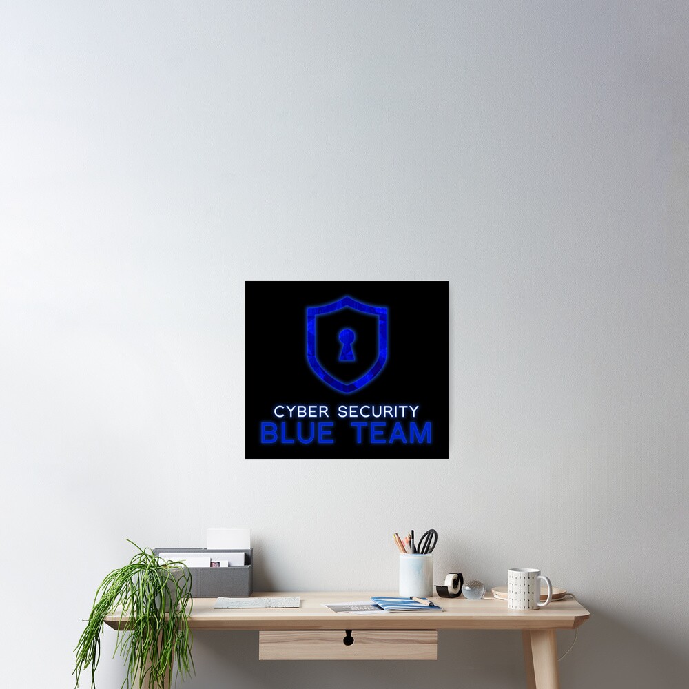"Cyber Security Blue Team Shield and Matrix Rain - Transp BG" Poster ...