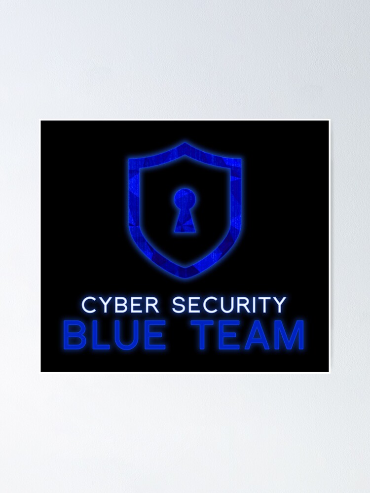 "Cyber Security Blue Team Shield and Matrix Rain - Transp BG" Poster ...