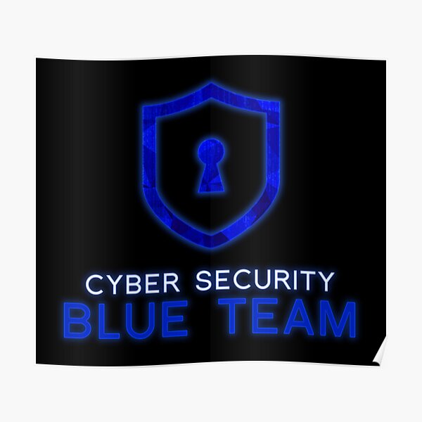"Cyber Security Blue Team Shield and Matrix Rain - Transp BG" Poster by ...