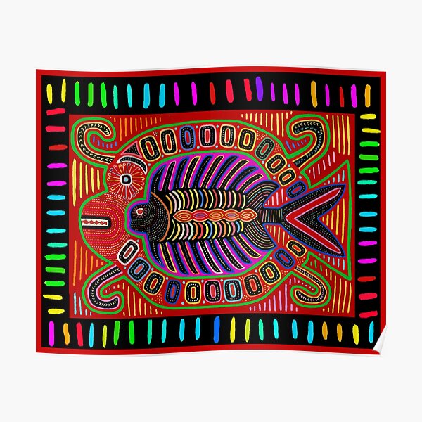 "Kuna Indian Mola Folk Art - Flying Fish" Poster for Sale by Esprit ...