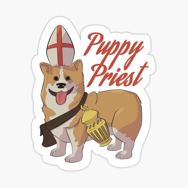 "Cute Puppy Priest" Sticker for Sale by TylerHoag | Redbubble