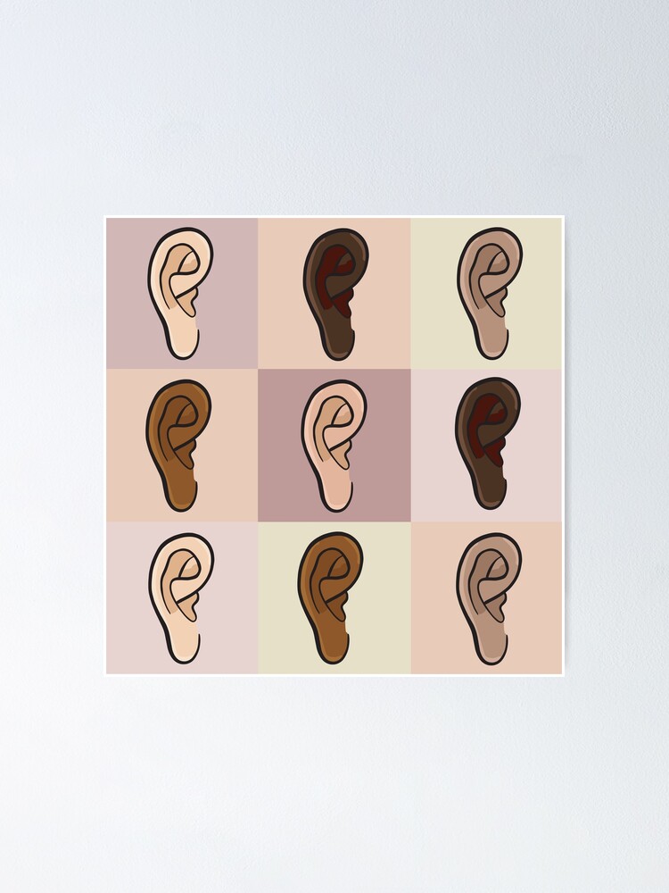 "Outer Ear Anatomy Neutral Pattern (without center label)" Poster by ...