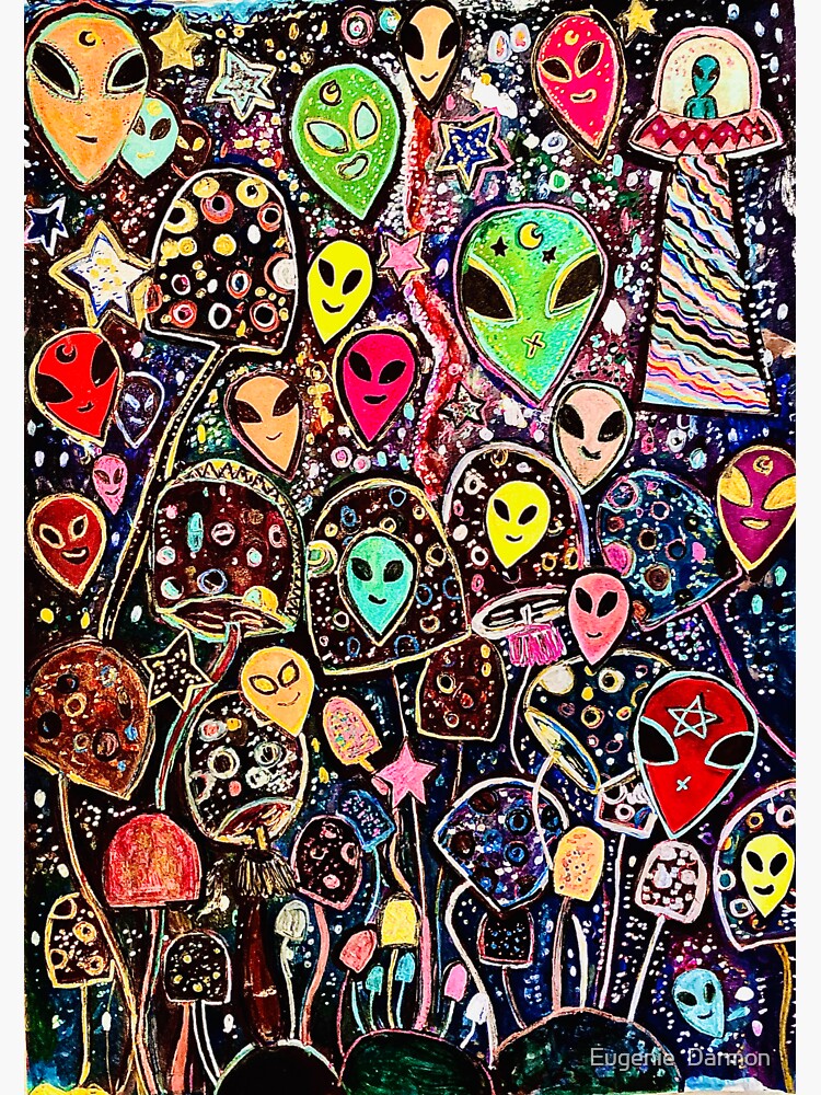 "Alien & mushroom" Sticker by Wond2rland | Redbubble