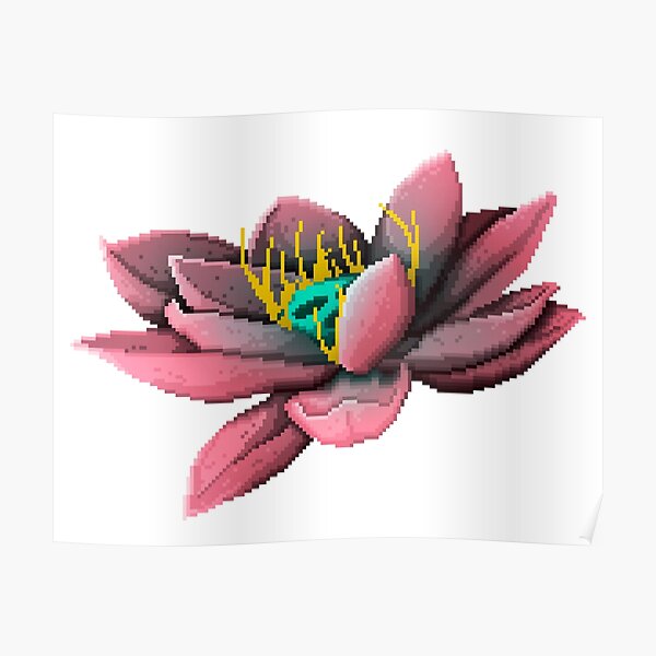 "PIXEL ART-Lotus Flower" Poster by AntiqaStudio | Redbubble