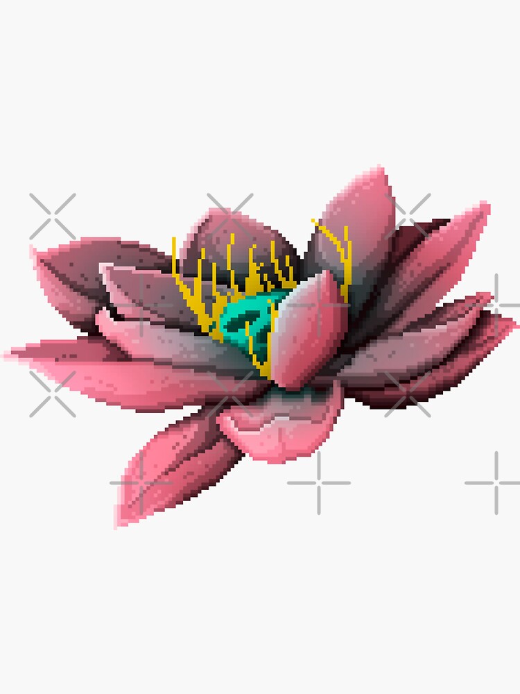 "PIXEL ART-Lotus Flower" Sticker for Sale by AntiqaStudio | Redbubble