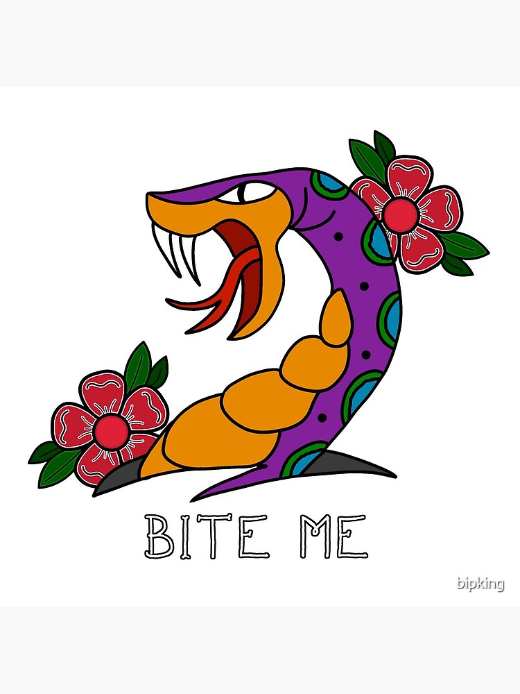 "Bite Me - Snake Traditional Tattoo" Art Print for Sale by jaawa ...