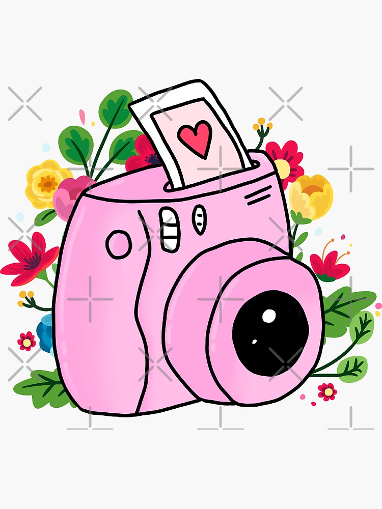 "Pink Instax Mini Instant Camera Illustration" Sticker for Sale by ...