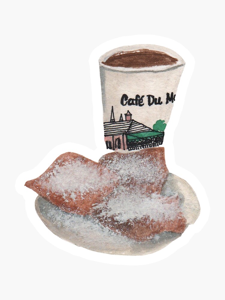 "Beignets and Coffee" Sticker for Sale by Lindoodles4fun | Redbubble