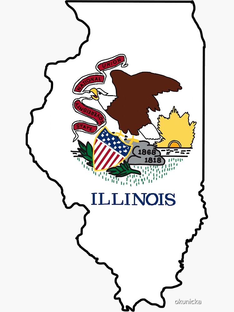 "Illinois state flag with state outline" Sticker by okunicka | Redbubble