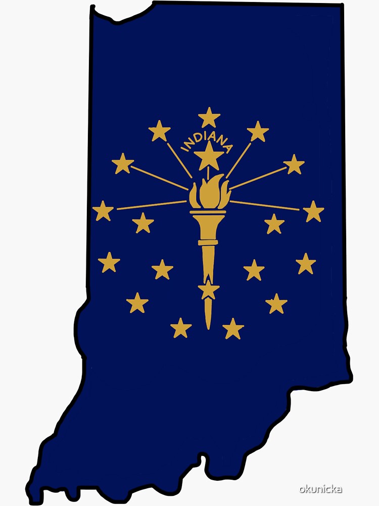 "Indiana state flag with state outline" Sticker for Sale by okunicka ...