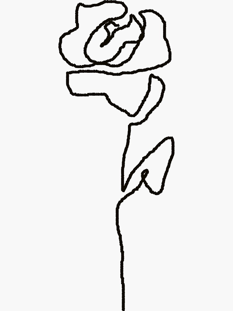 "rose line art" Sticker by cleigh1408 | Redbubble