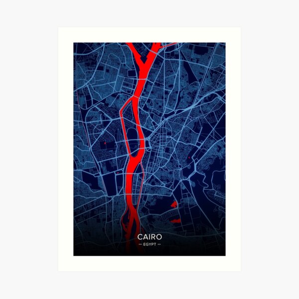 Impression artistique « Impression de carte de ville du Caire, affiche ...