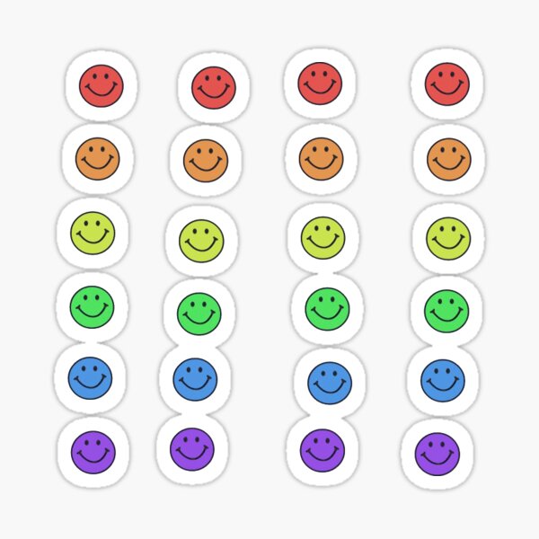 "rainbow smiley faces (Pack of 24)" Sticker for Sale by chasm8 | Redbubble